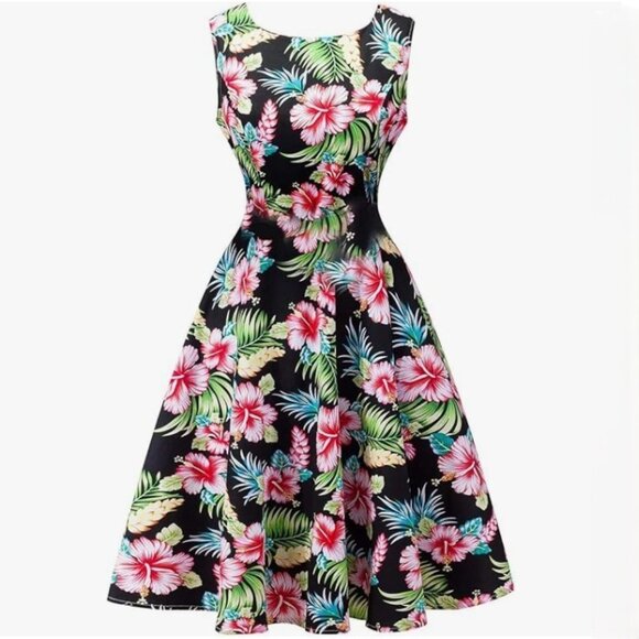 Futurion | Dresses | Vintage Classy Tiki Floral 95s Audrey Hepburn Tea ...
